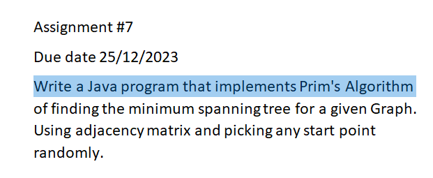 Solved Assignment \#7 Due date 25/12/2023 Write a Java | Chegg.com Solved Assignment \#7 Due date 25/12/2023 Write a Java | Chegg.com