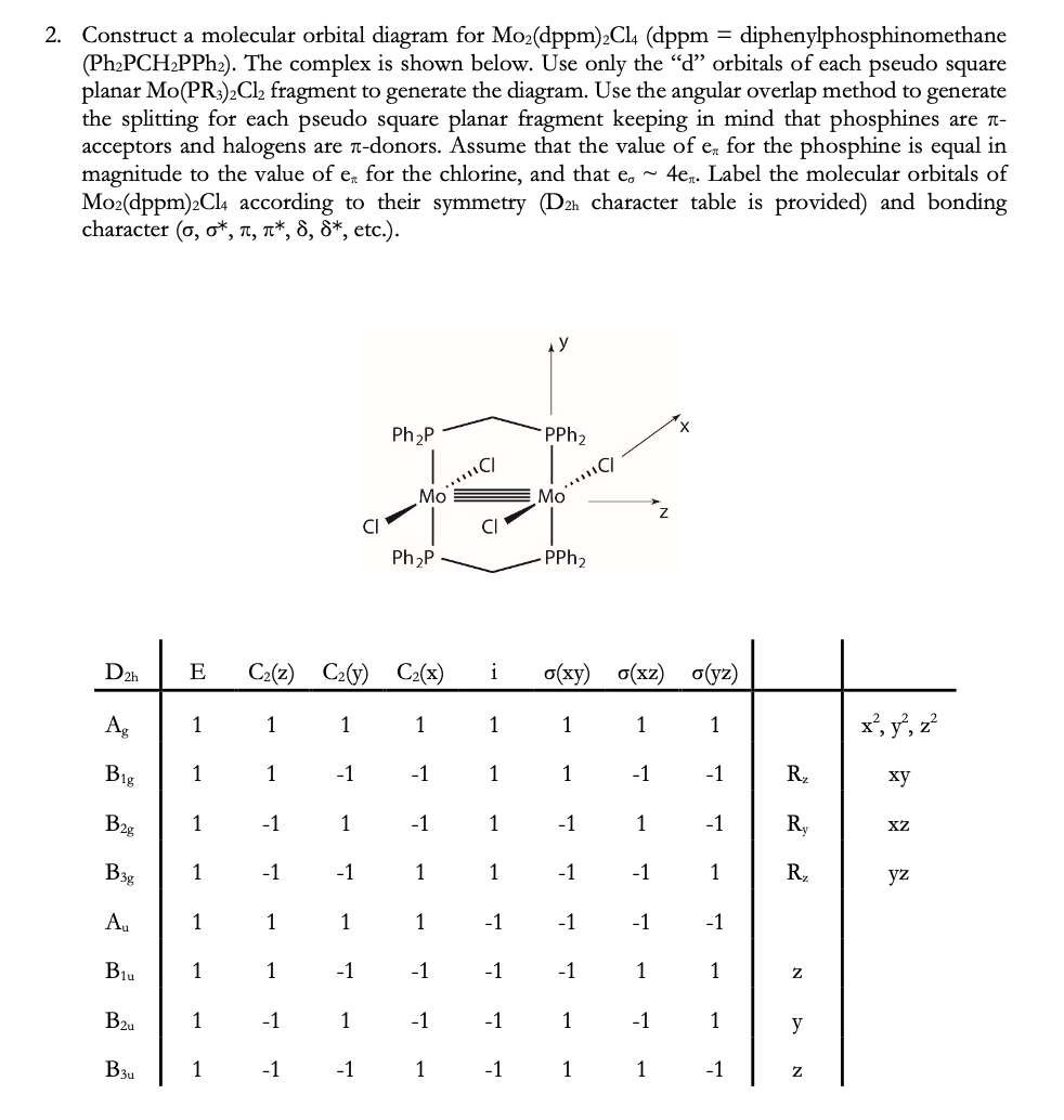 2. Construct a molecular orbital diagram for | Chegg.com