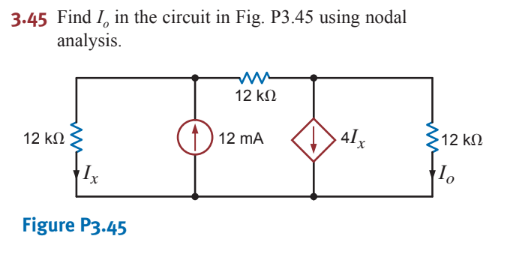 Solved 3.32 Find Io in the network in Fig. P3.32 using nodal | Chegg.com