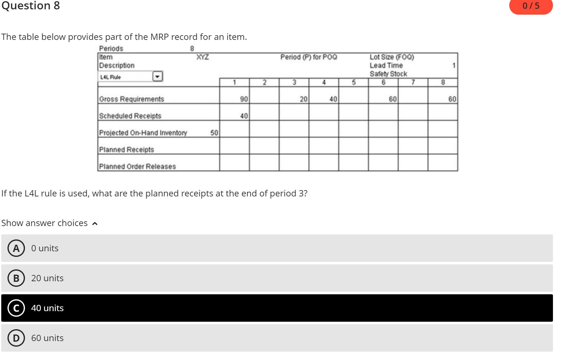 Solved Question 8The table below provides part of the MRP | Chegg.com