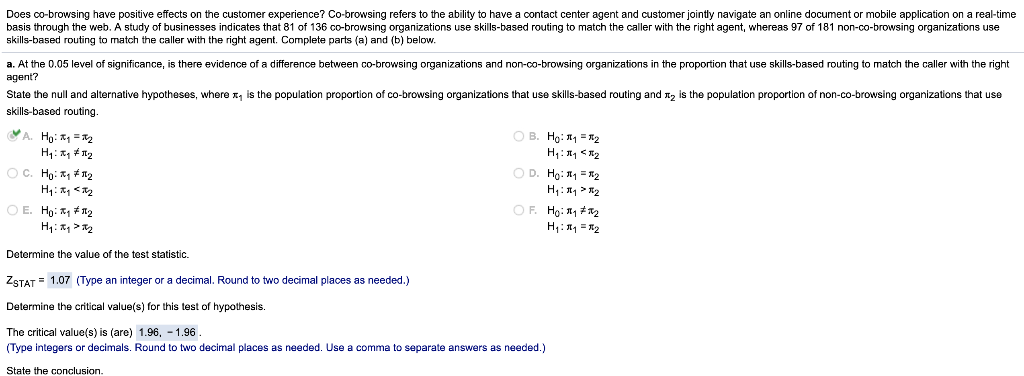 Solved hypothesis test for two sample proportions: calculate | Chegg.com