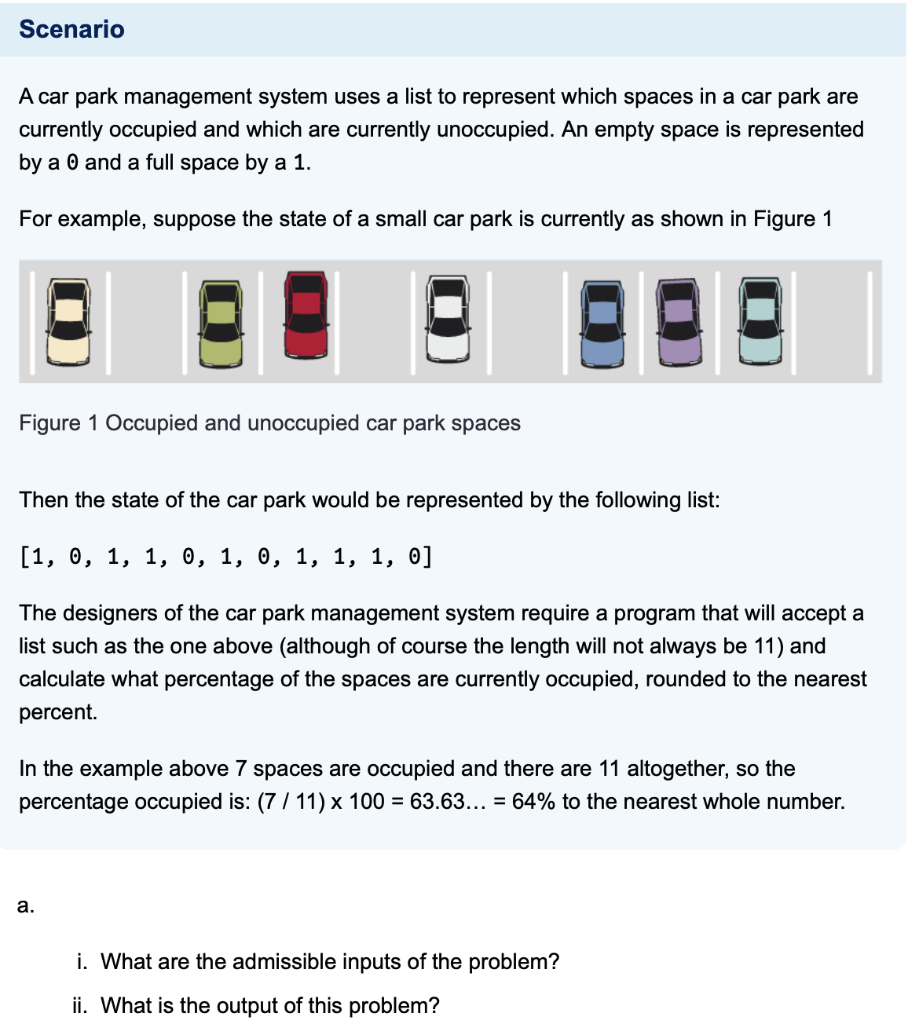 Solved Scenario A car park management system uses a list to | Chegg.com