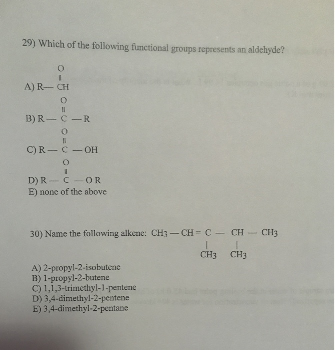 Solved 29) Which of the following functional groups | Chegg.com Solved 29) Which of the following functional groups | Chegg.com
