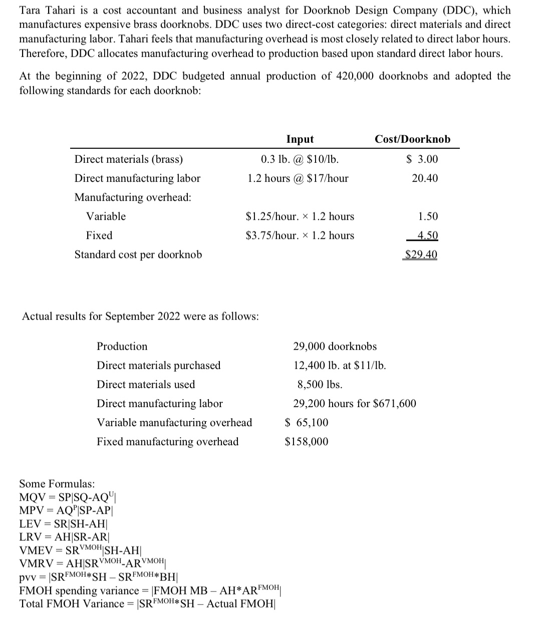 Solved Tara Tahari is a cost accountant and business analyst | Chegg.com