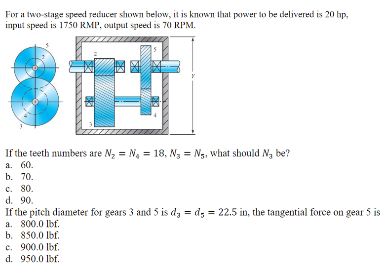 Solved For a two-stage speed reducer shown below, it is | Chegg.com