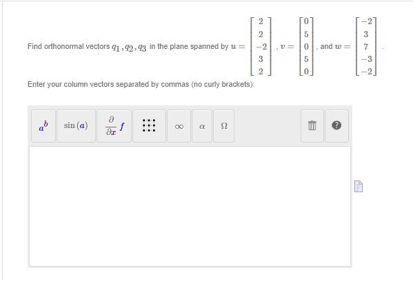 Solved Find orthonormal vectors q1,q2,q3 in the plane | Chegg.com