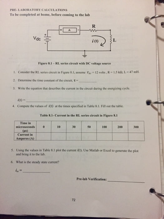 Solved PRE-LABORATORY CALCULATIONS To be completed at home, | Chegg.com Solved PRE-LABORATORY CALCULATIONS To be completed at home, | Chegg.com