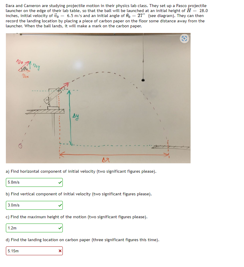 Solved Dara and Cameron are studying projectile motion in | Chegg.com