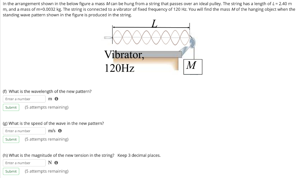 Solved Standing Waves on a string: fixed frequency, variable | Chegg.com