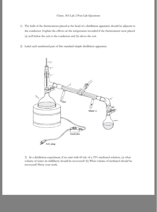 Solved Chem. 303 Lab 2 Post Lab Questions The bulb of the | Chegg.com