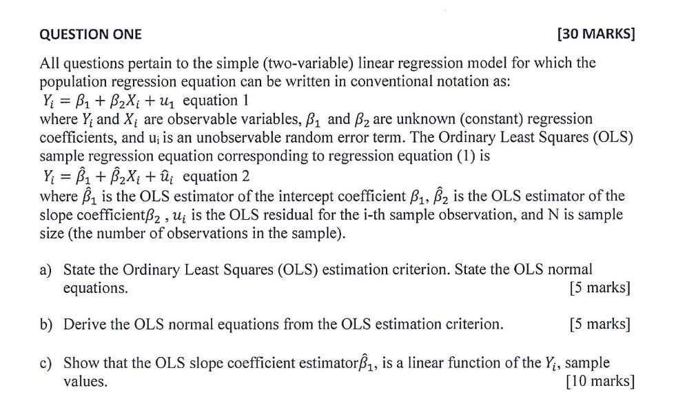 Solved QUESTION ONE [30 MARKS] All questions pertain to the | Chegg.com
