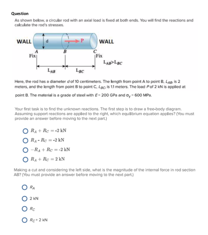 Solved Question As shown below, a circular rod with an axial | Chegg.com