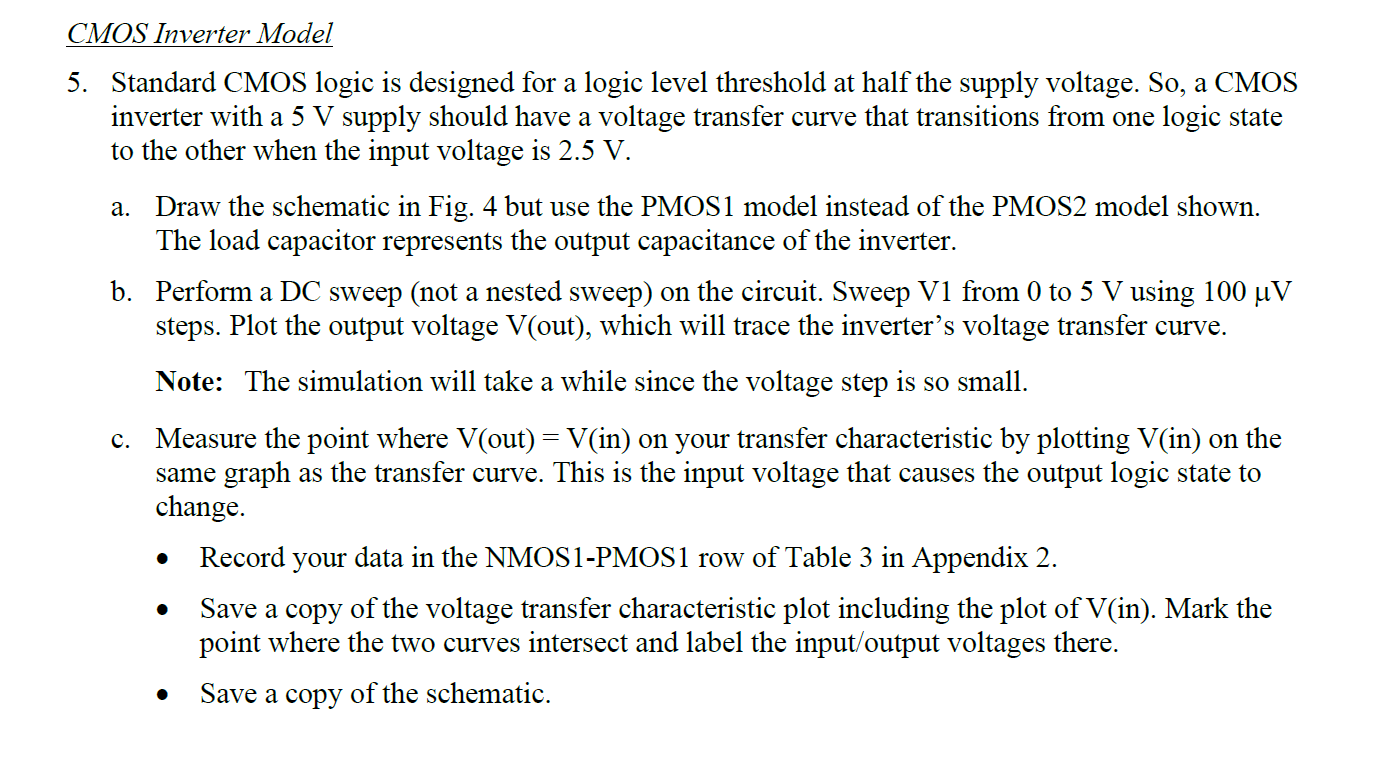 CMOS Inverter Model Standard CMOS logic is designed | Chegg.com
