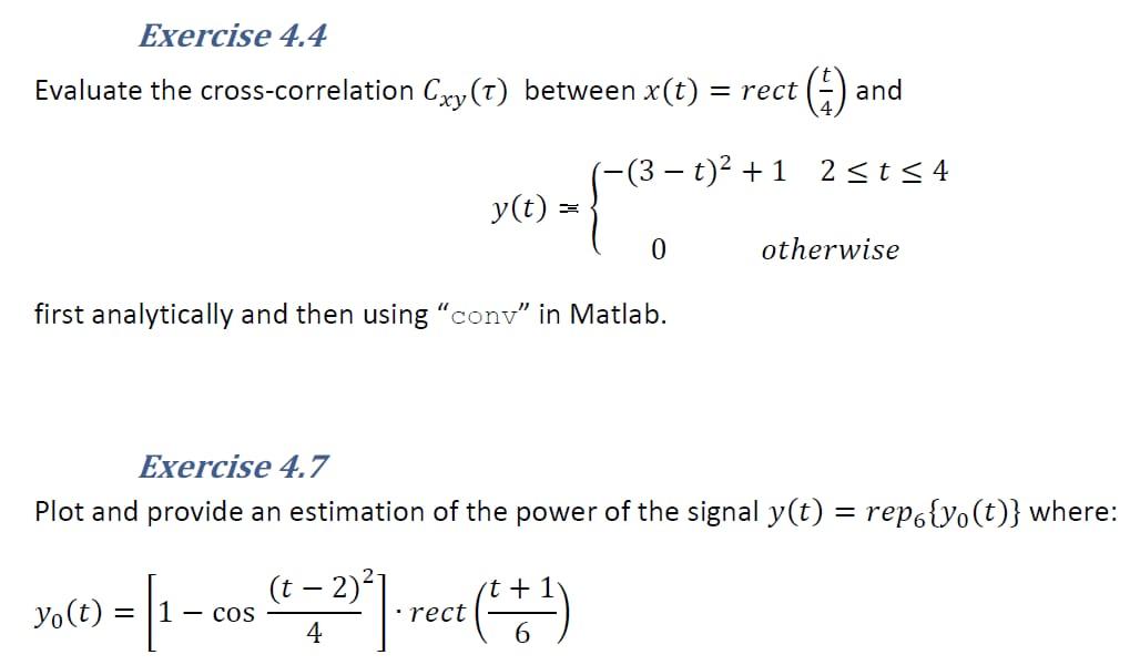Solved Exercise 4.4 Evaluate the cross-correlation Cxy (7) | Chegg.com