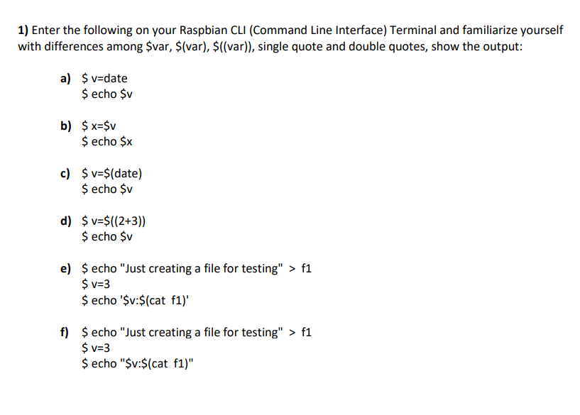Solved 1) Enter the following on your Raspbian CLI (Command | Chegg.com