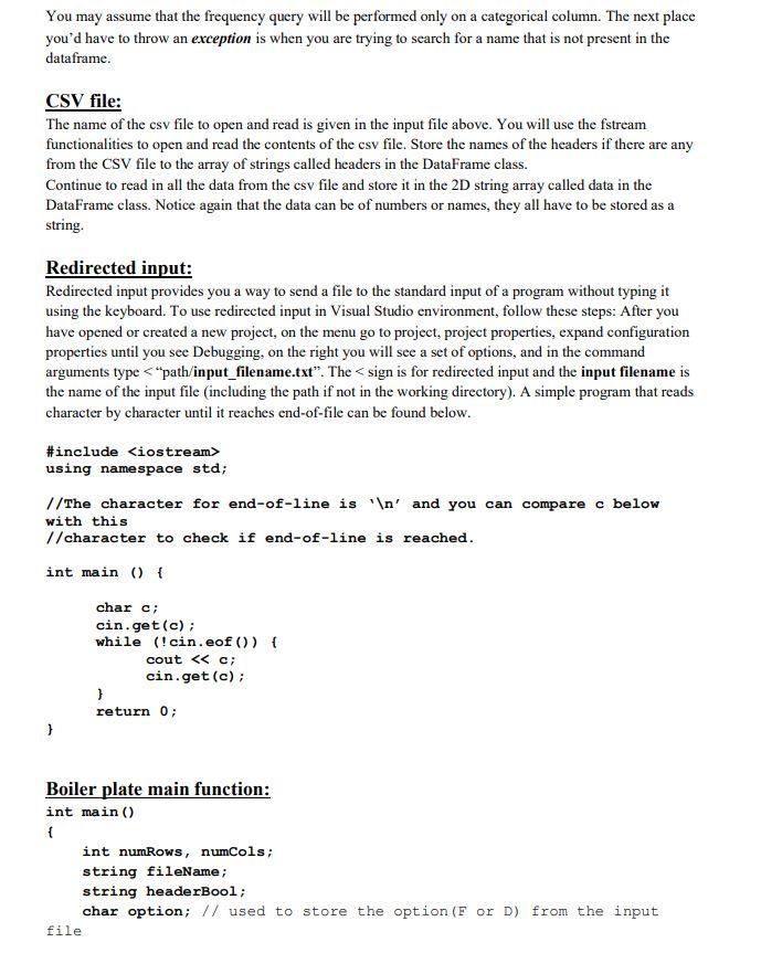 In this project you will implement the DataFrame | Chegg.com