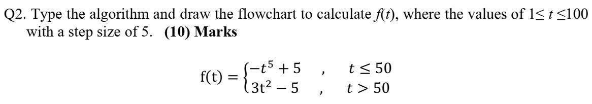 Solved Q2. Type the algorithm and draw the flowchart to | Chegg.com