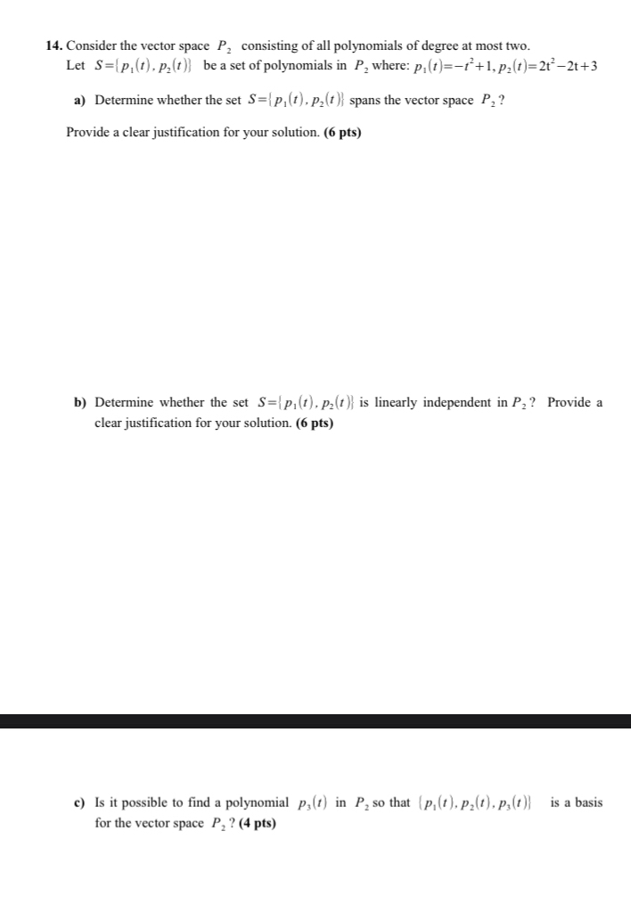 Solved 14. Consider the vector space P, consisting of all | Chegg.com