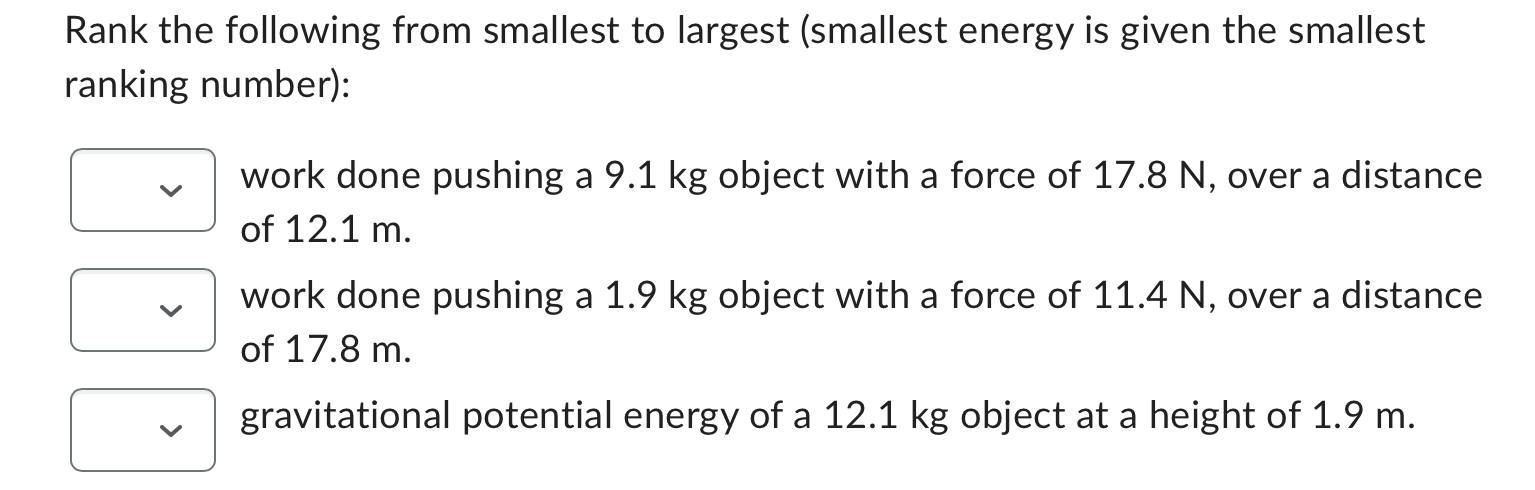 Solved Rank the following from smallest to largest (smallest | Chegg.com