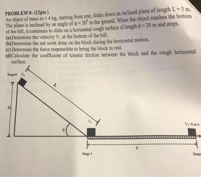 Solved object of mass m 4 kg, starting from rest, slides | Chegg.com