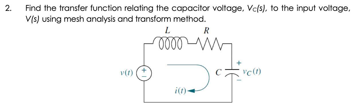 Solved 2. Find the transfer function relating the capacitor | Chegg.com