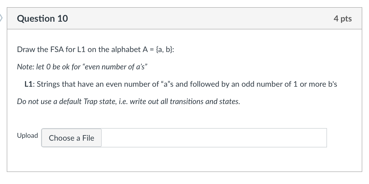 Solved Draw the FSA for L1 on the alphabet A={a,b} : Note: | Chegg.com