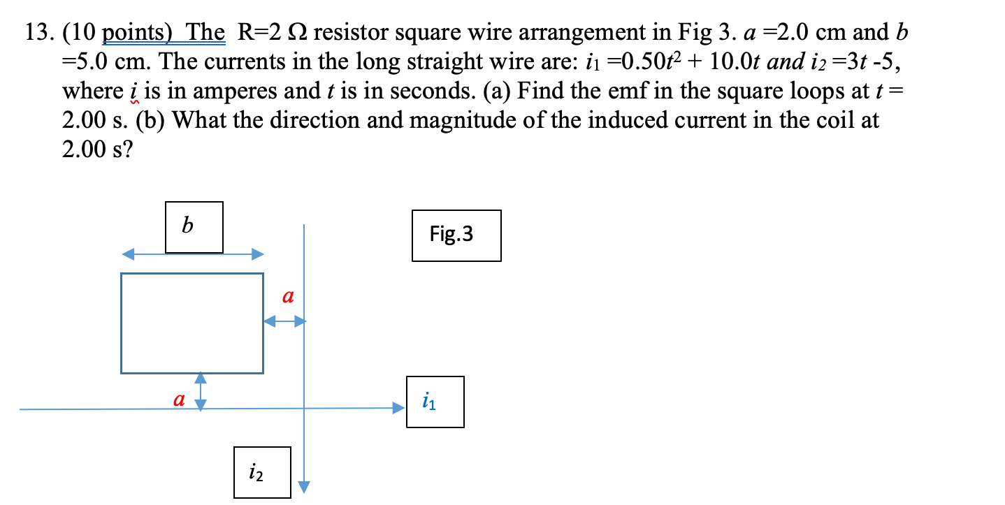 Solved 13. (10 points) The R=2 12 resistor square wire | Chegg.com