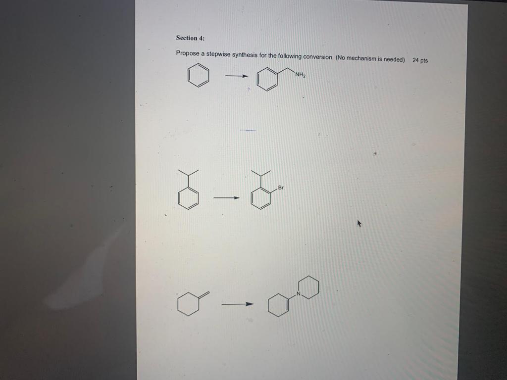 Solved Section 4: Propose a stepwise synthesis for the | Chegg.com