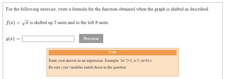 Solved For the following exercise, write a formula for the | Chegg.com