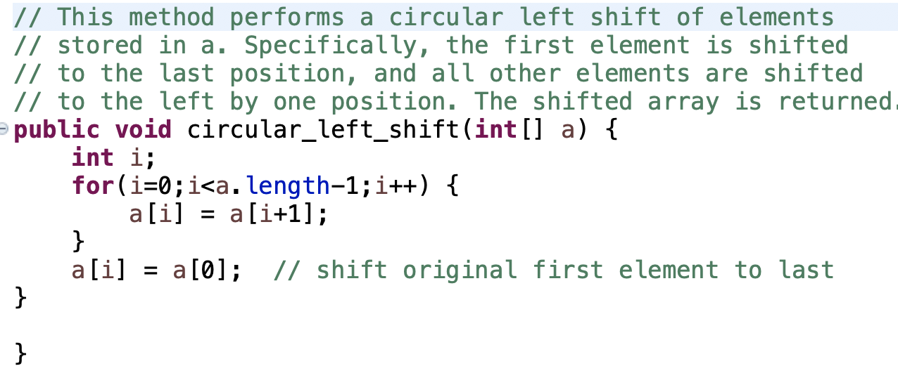 Solved Explain the bug in circular_left_shift() method and | Chegg.com