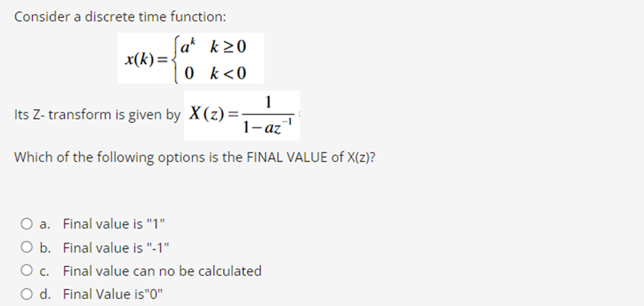 Solved Consider a discrete time function: \\[ | Chegg.com