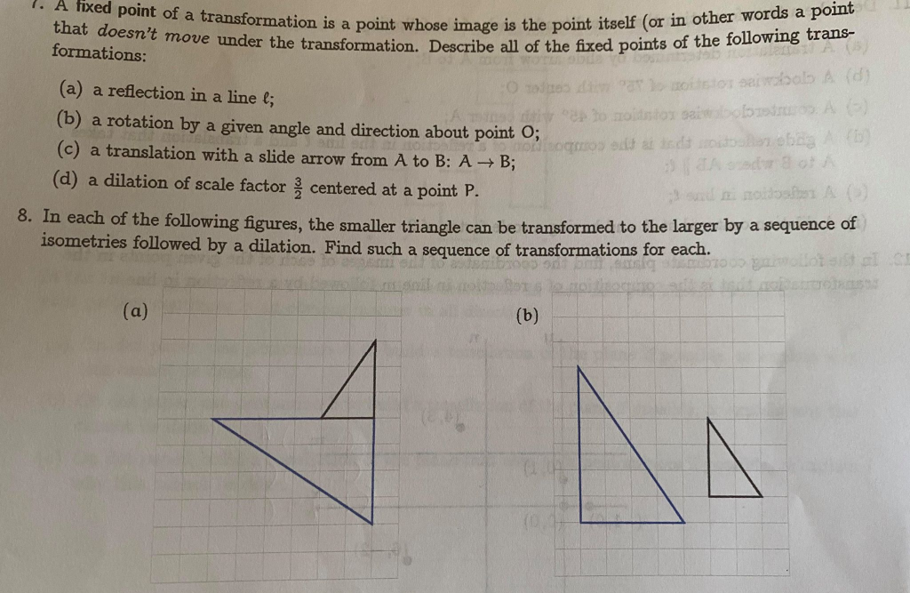 Solved 1. A fixed point of a transformation is a point whose | Chegg.com