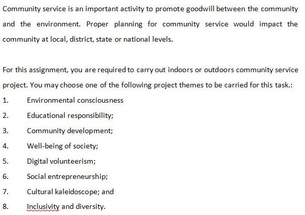 Solved Community service is an important activity to promote | Chegg.com