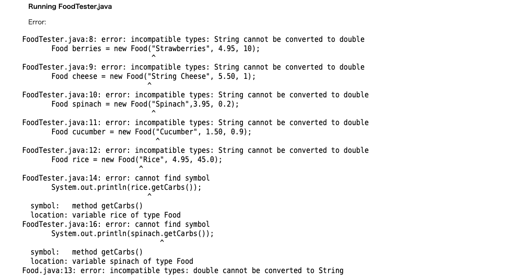Solved Foodtesterjavaproductjavarunning Foodtesterjava 