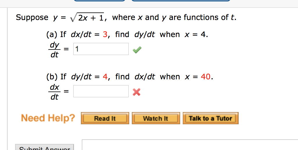 Solved Suppose y = 2x + 1, where x and y are functions of t. | Chegg.com