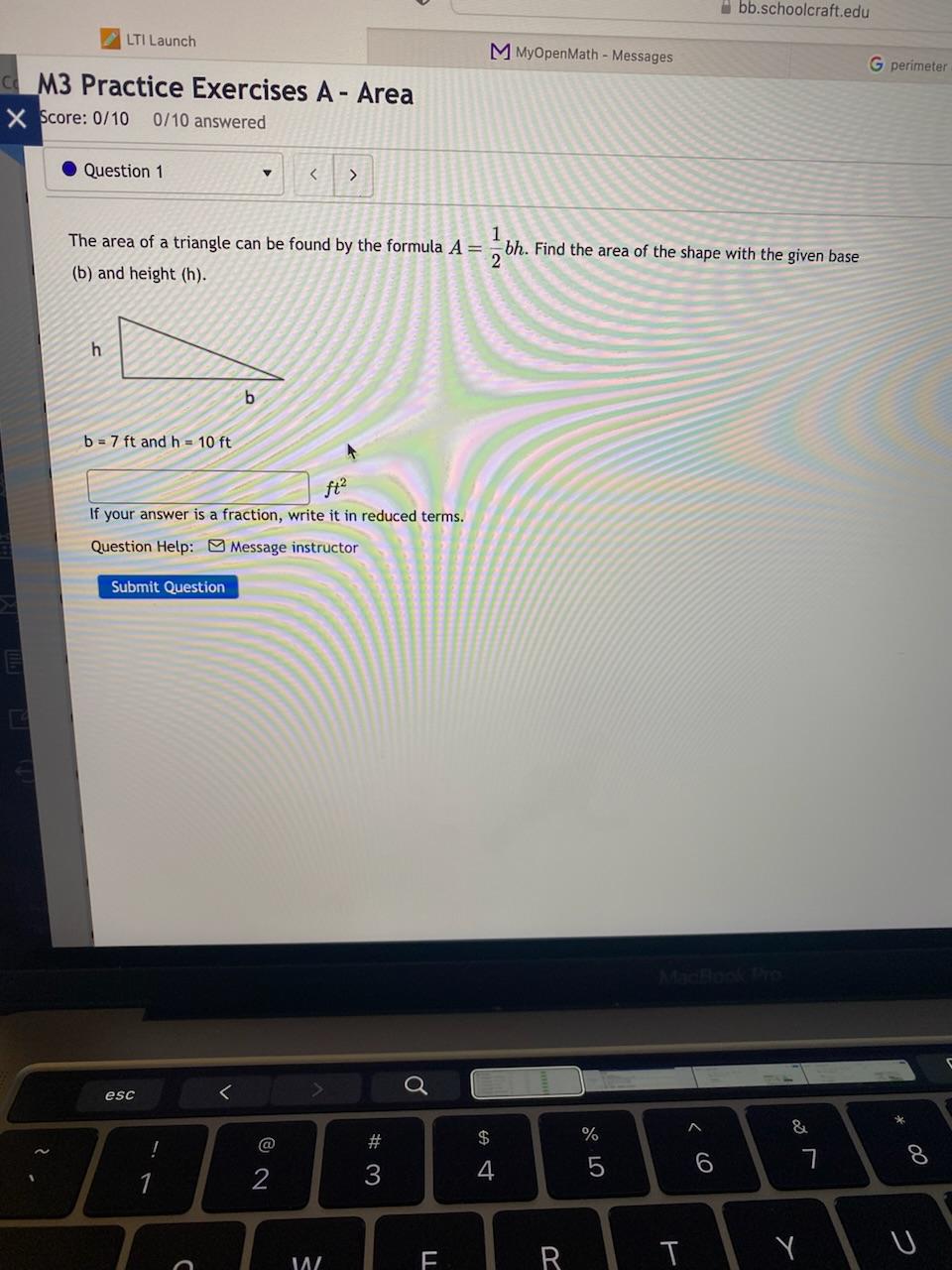 Solved The area of a triangle can be found by the formula | Chegg.com
