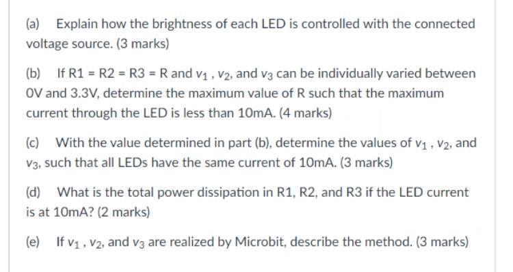 Solved Fig. 3A shows a circuit with three LEDs having common | Chegg.com