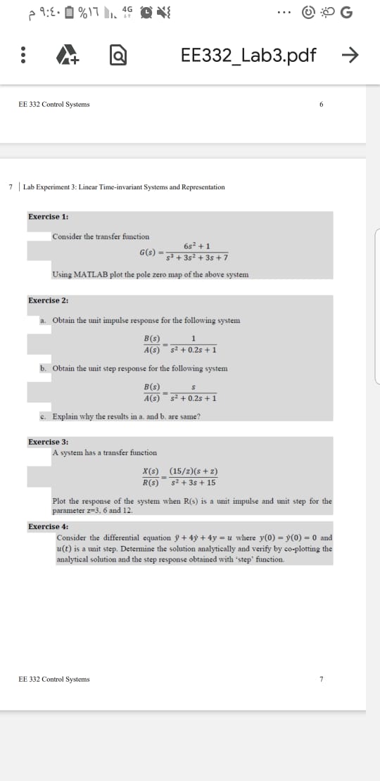Solved 7 Lab Experiment 3: Linear Time-invariant Systems and | Chegg.com