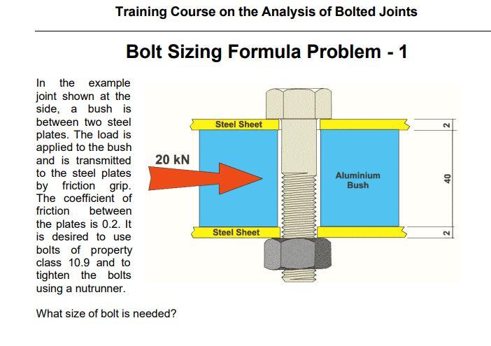 Solved Training Course on the Analysis of Bolted Joints Bolt | Chegg.com