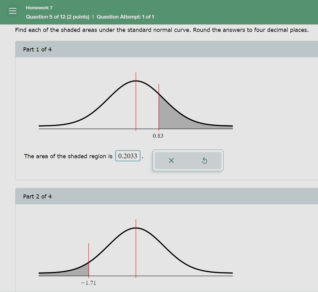Solved Find each of the shaded areas under the standard | Chegg.com