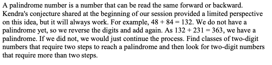 Solved A palindrome number is a number that can be read the | Chegg.com
