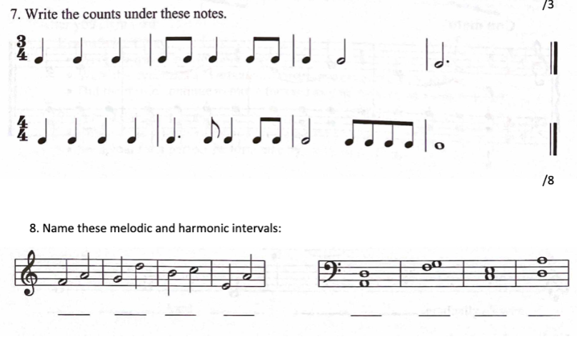 Write The Counts Under These Notes Name These Melodic