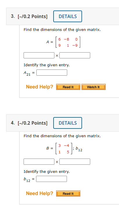 Solved Find the dimensions of the given matrix. | Chegg.com