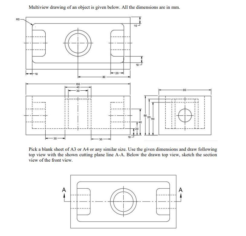 Solved Multiview drawing of an object is given below. All | Chegg.com