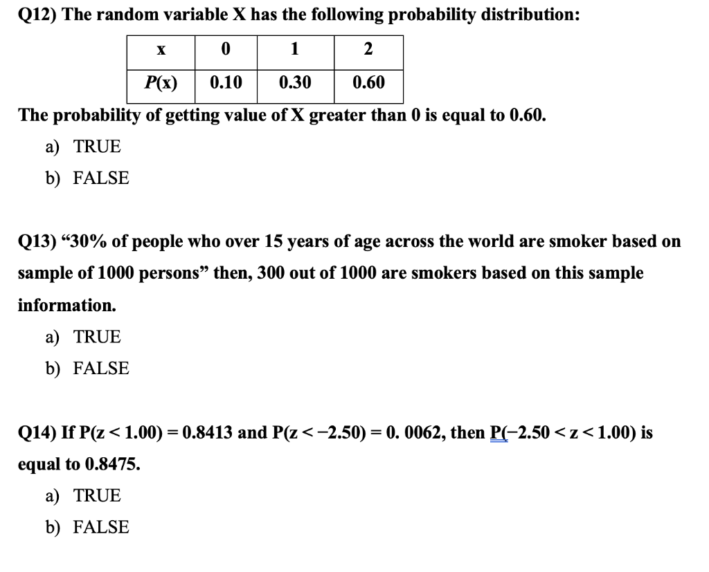 Solved Q12) The random variable X has the following | Chegg.com