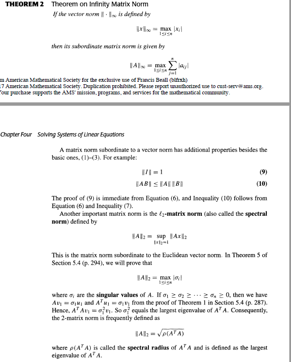 Solved 5. For the matrix norm in Theorem 2, prove or | Chegg.com