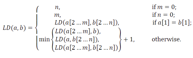 Solved The Levenshtein distance between two character | Chegg.com