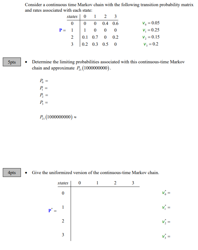 Consider a continuous time Markov chain with the | Chegg.com