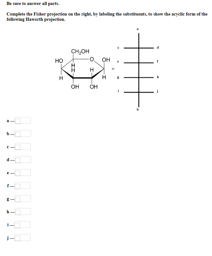 Solved Be sure to answer all parts. Complete the Fisher | Chegg.com