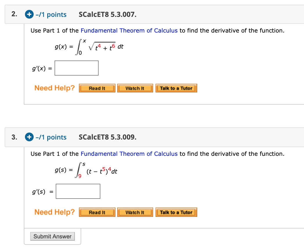 Solved + -/1 points 2. SCalcET8 5.3.007. Use Part 1 of the | Chegg.com